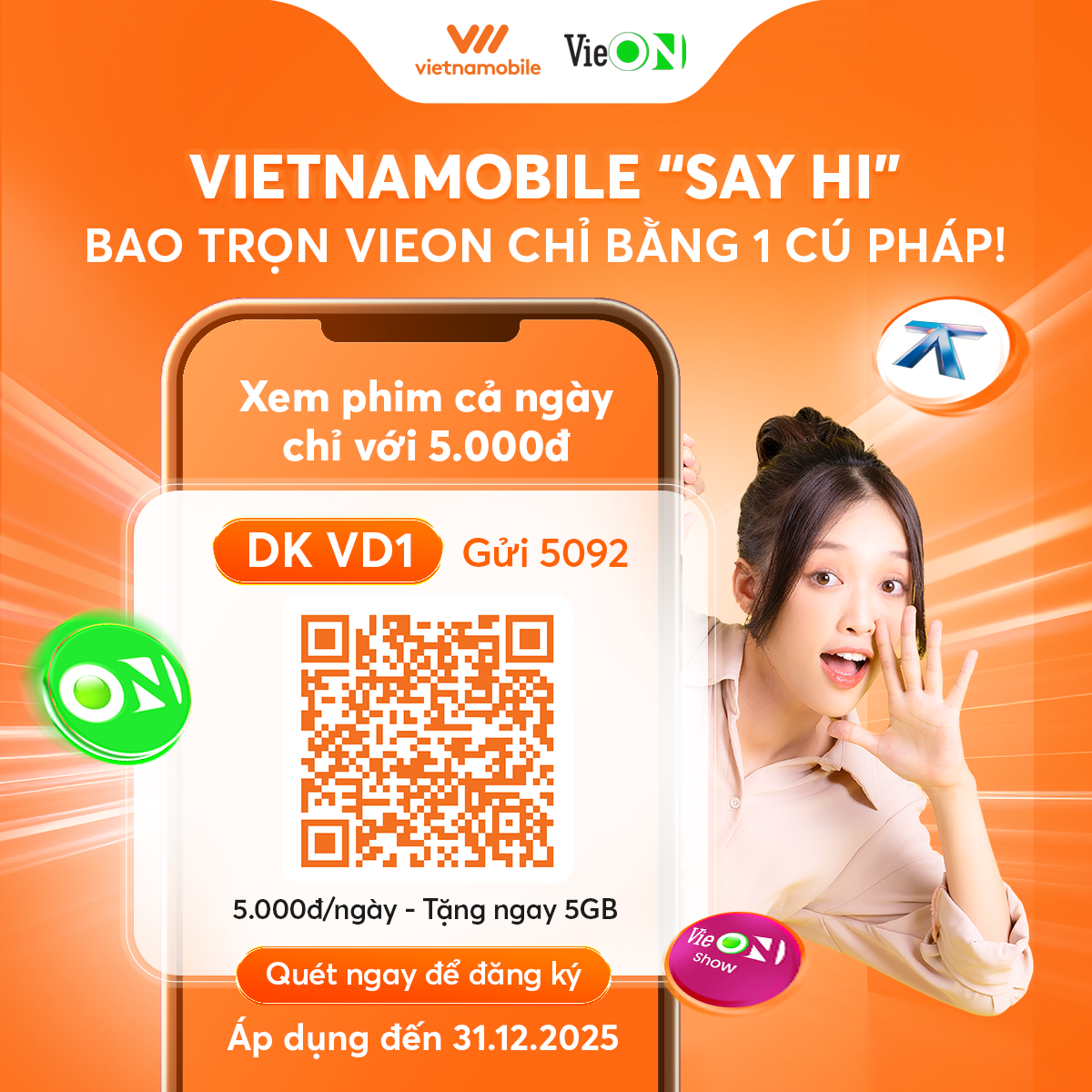 Vietnamobile “Say Hi” cùng VieON!